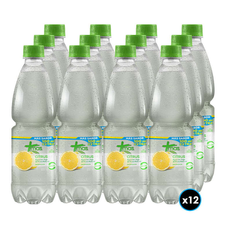 Booz.cl: 12x Agua Mas Citrus Con Gas 600cc