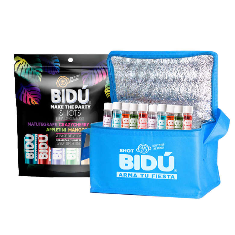 PACK BIDÚ: 1x Vodka Shot Bidú 30cc (20 Unidades) + 1x Cooler Bag Bidú