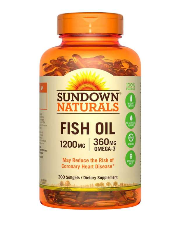 Suplemento Sundown Fish Oil Omega 3 1200 Mg (200 softgel)