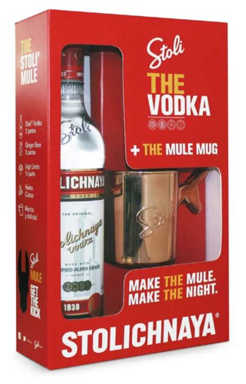 Booz.cl: Vodka Stolichnaya 750cc 40º alc. + Vaso Estilo The Mule Mug