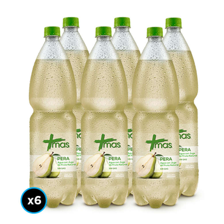 CAJA AGUA MAS PERA: 6x Agua Mas Pera Sin Gas 1.6 Litros