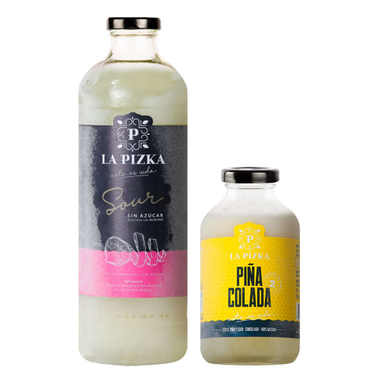 PACK LA PIZKA N°4: 1x Pisco Sour La Pizka Clásico Sin Azúcar 1 Litro + 1x