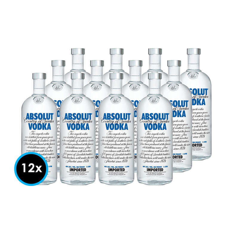 Booz.cl: CAJA VODKA ABSOLUT BLUE 1 LTRO: 12x Vodka Absolut Blue 1 Litro