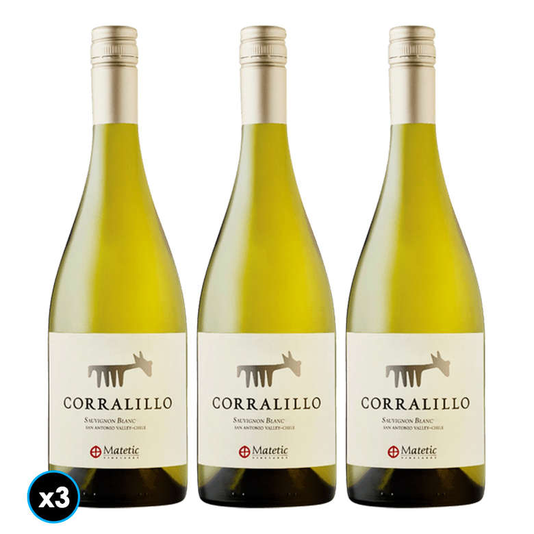 Booz.cl: 3x Vino Matetic Corralillo Sauvignon Blanc 750cc