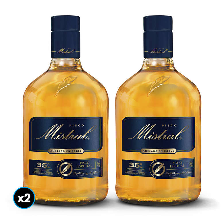 Booz.cl: Pack Mistral 35° N°2: 2x Pisco Mistral Añejado 1 Litro 35º alc.