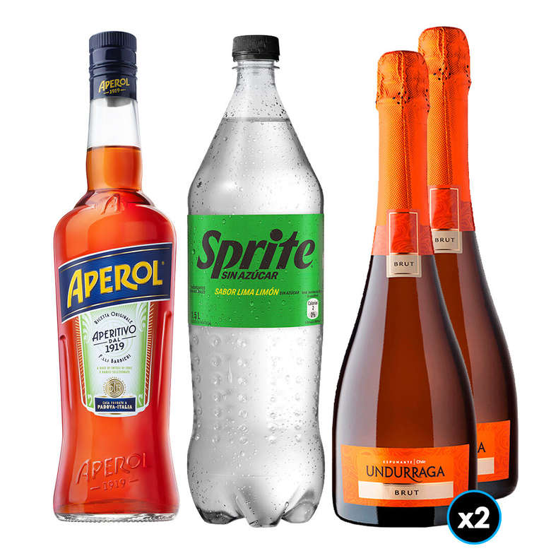PACK SPRITZ PERFECTO N°1: 1x Licor Aperitivo Aperol 750cc + 1x Bebida