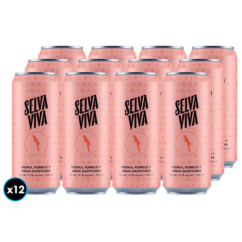 Booz.cl: 12x Bebida Premium Selva Viva Vodka Pomelo 310cc