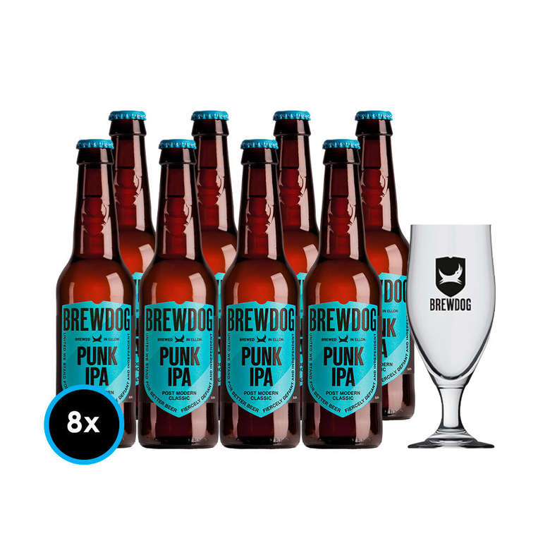 Booz.cl: 8x Cervezas Brewdog IPA Botella 330cc + Copa
