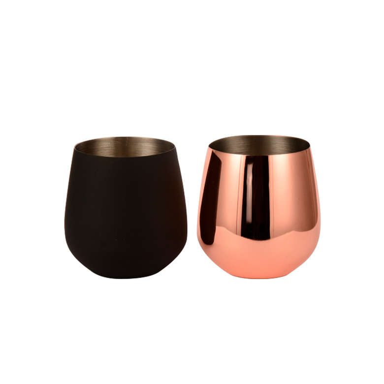 Booz.cl: Set 2 Vasos Vino Cobre/Negro Vita