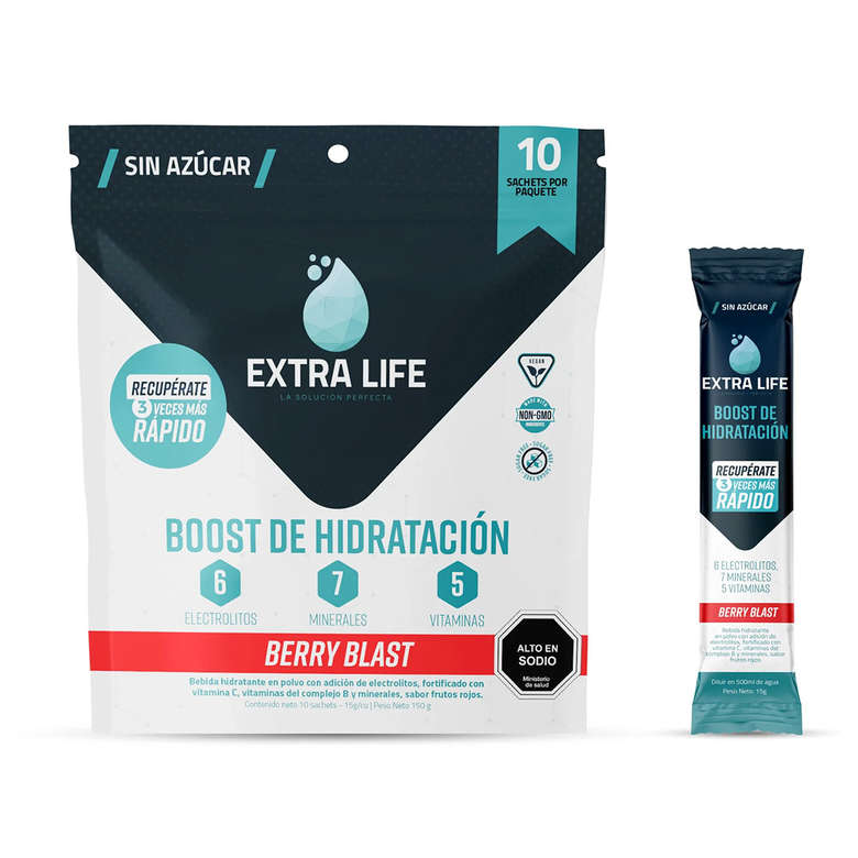 Booz.cl: Boost de Hidratación Extra Life Berry Blast (10 Unidades)