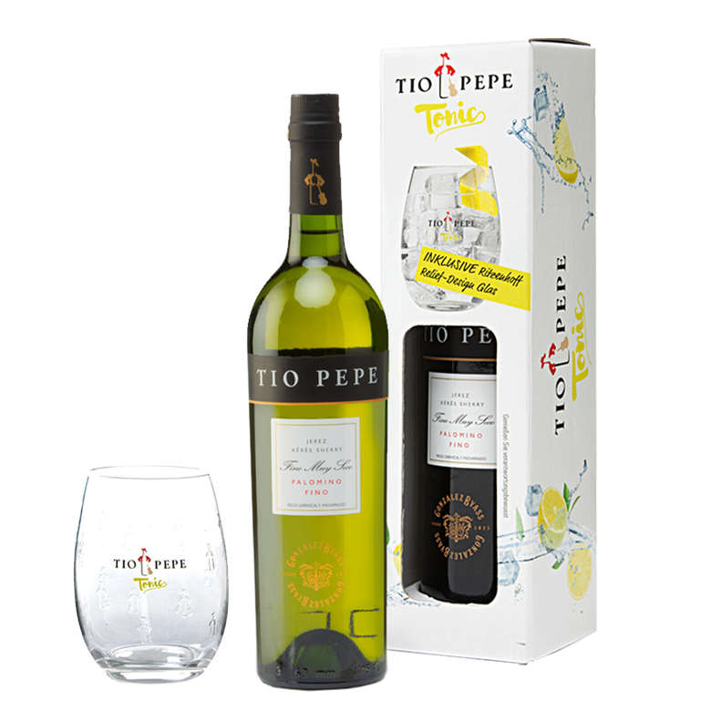 Booz.cl: Kit Tio Pepe Tonic: Jerez Tio Pepe 700cc + vaso Tio Pepe