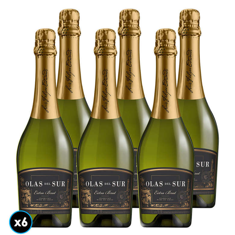Booz.cl: CAJA OLAS DEL SUR EXTRA BRUT: 6x Espumante Olas del Sur Extra Brut 750cc
