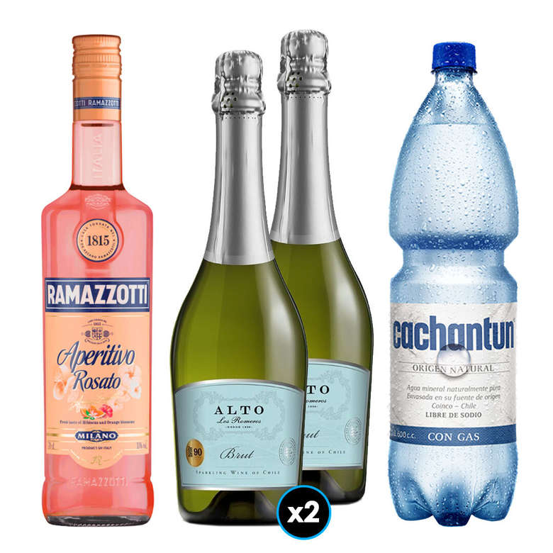 PACK SPRITZ PERFECTO N°14 1x Licor Aperitivo Ramazzotti Rosato 700cc + 2x