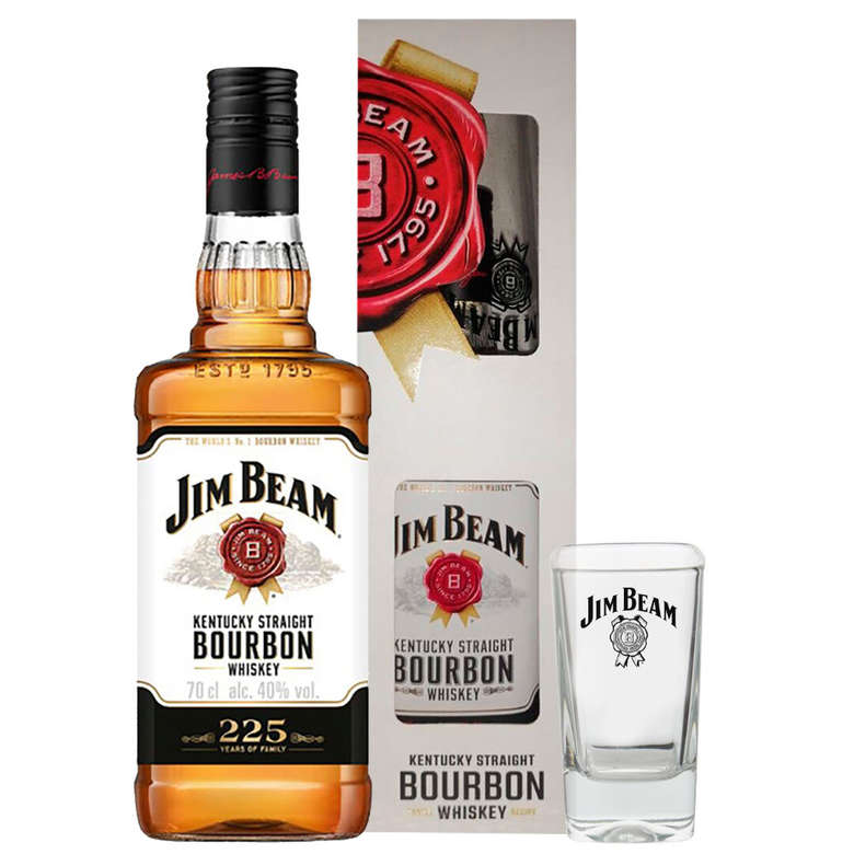 Booz.cl: KIT JIM BEAM WHITE: Whisky Jim Beam White 750cc + Vaso Shot ...