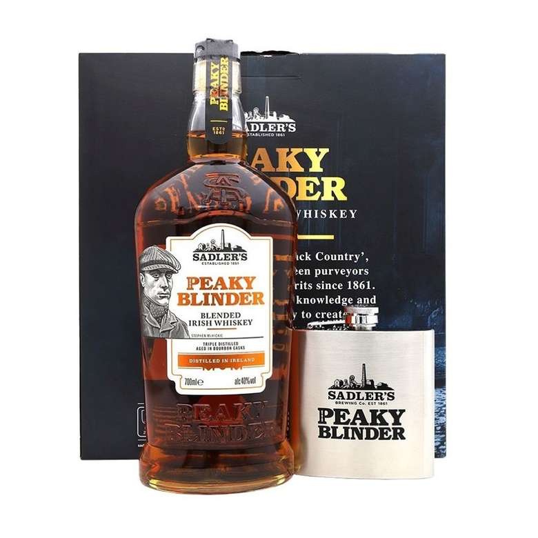 Booz.cl: KIT PEAKY BLINDERS Nº1: Whiskey Irish Peaky Blinder 700cc + Petaca