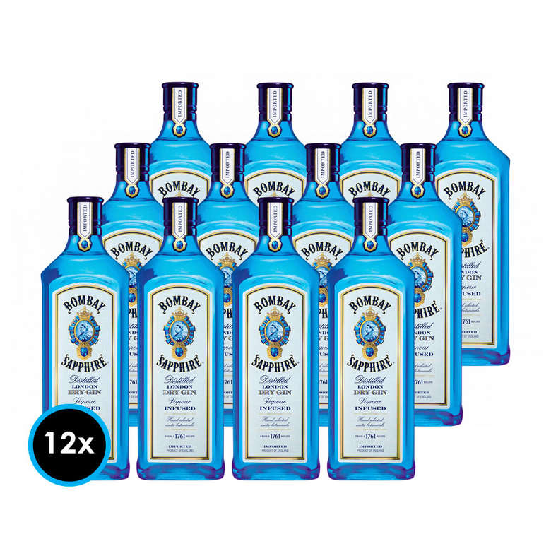 Booz.cl: CAJA BOMBAY SAPPHIRE: 12x Gin Bombay Sapphire 750cc 40º alc.