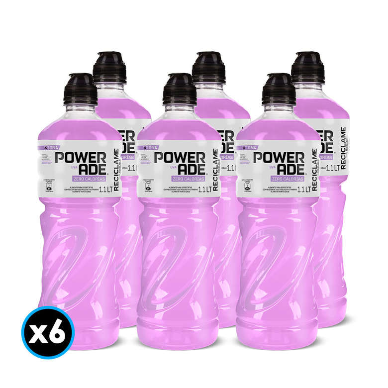 Booz.cl: 6x Bebida Isotónica Powerade Uva Zero 1.1 Litros