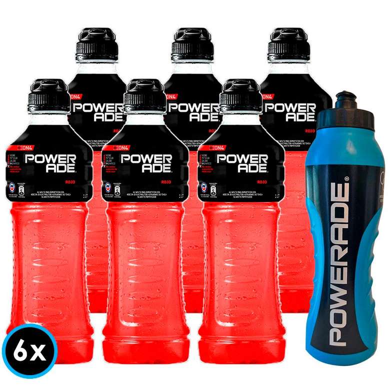 Booz.cl: 6x Bebida Isotónica Powerade Rojo 1 Litro + 1x Caramayola Powerade
