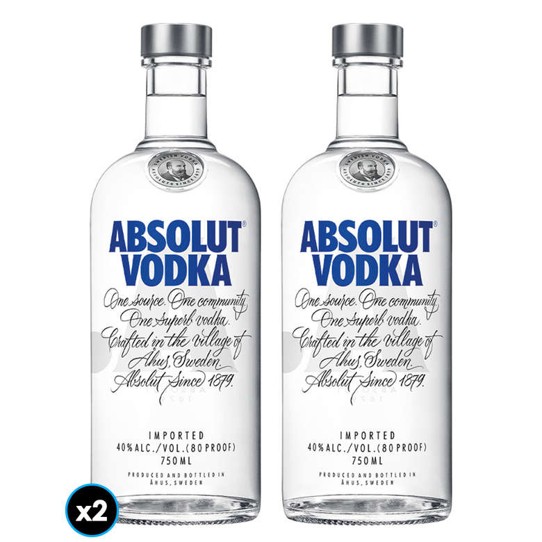 Booz.cl: PACK ABSOLUT N°4: 2x Vodka Absolut Blue 750cc