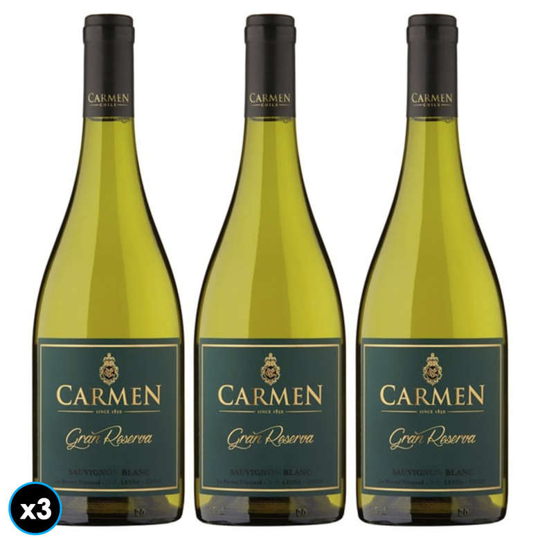 Booz.cl: 3x Vino Carmen Gran Reserva Sauvignon Blanc 750cc