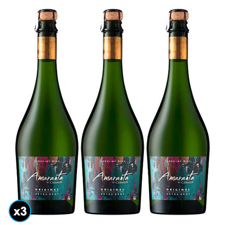 Booz.cl: 3x Espumante Amaranta Extra Brut 750cc
