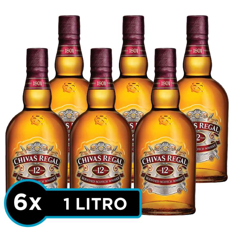 6x Whisky Chivas Regal 1 Litro 12 Años 40º alc.