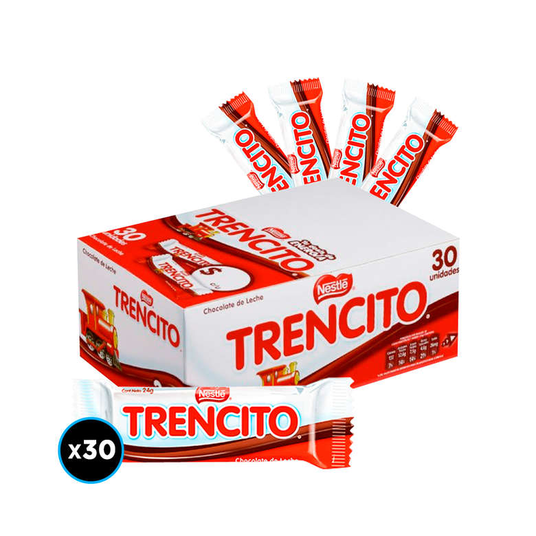 Booz.cl: 30x Chocolate de Leche Trencito® 24 grs.