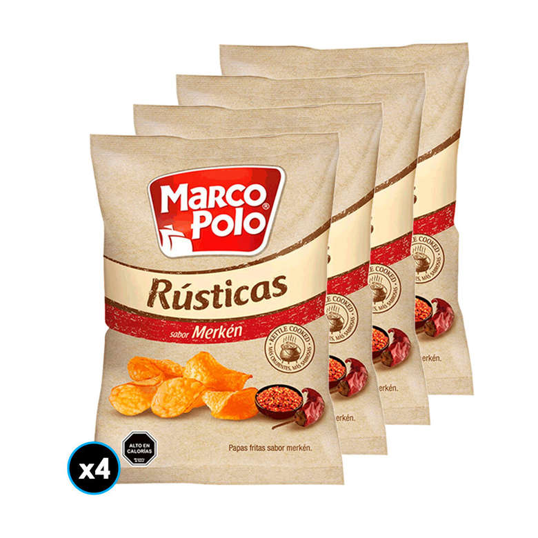 Booz.cl: 4x Papas Fritas Marco Polo Rústicas Merkén 185 grs.