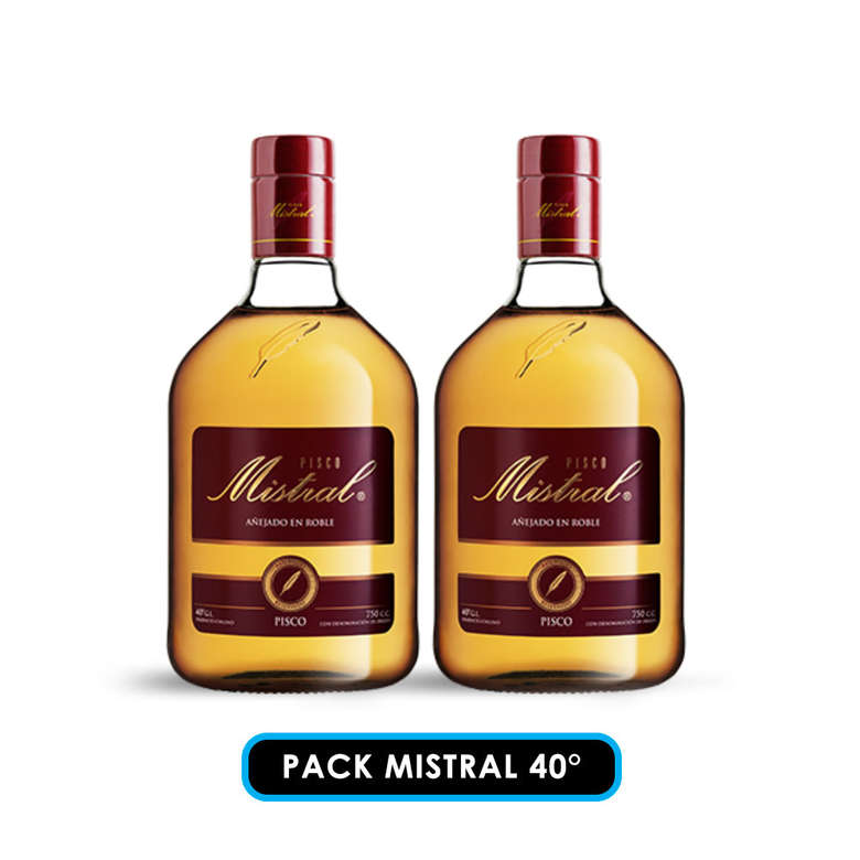 Pack Mistral 40°: 2x Pisco Mistral 750cc 40°alc.